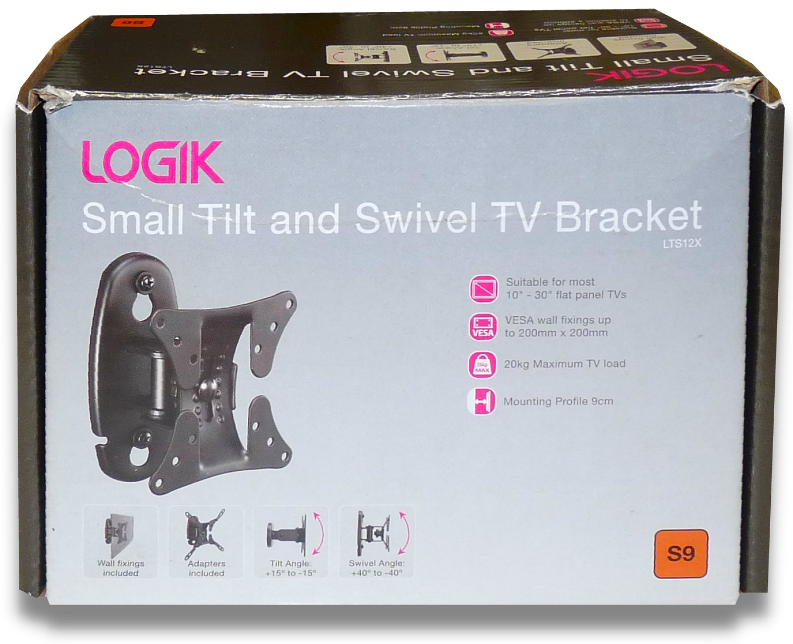 Technical Data - LOGIK LTS12X Small Tilt & Swivel TV Bracket ~10-30" TV ...