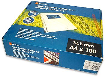 Technical Data - Acco Rexel Wire Binding Rings 3:1" 12.5mm A4 x 100. No ...